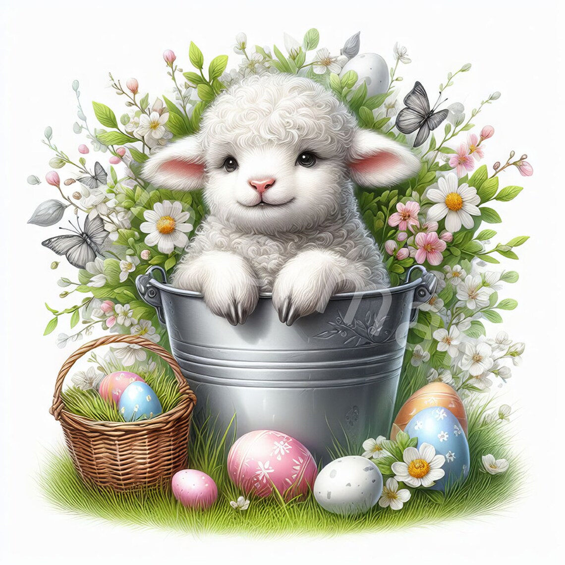 Easter Lamb Clipart, 11 Jpg, Digital Download, Easter Animals, Digital ...