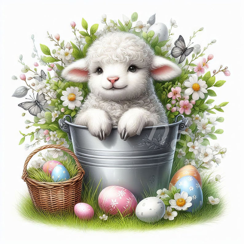 Easter Lamb Clipart, 11 Jpg, Digital Download, Easter Animals, Digital ...