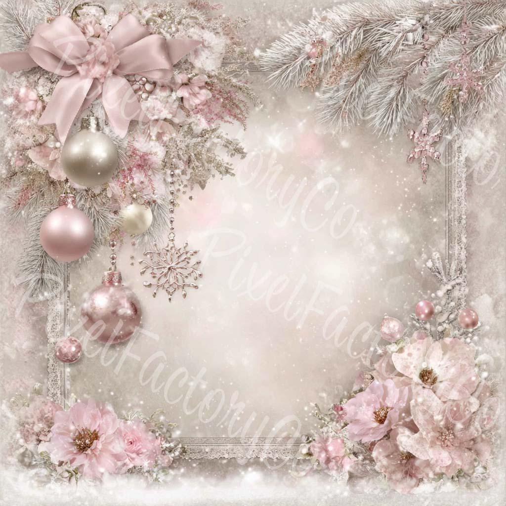Pink Christmas Scrapbook Paper: Vintage Floral Backgrounds (digital ...