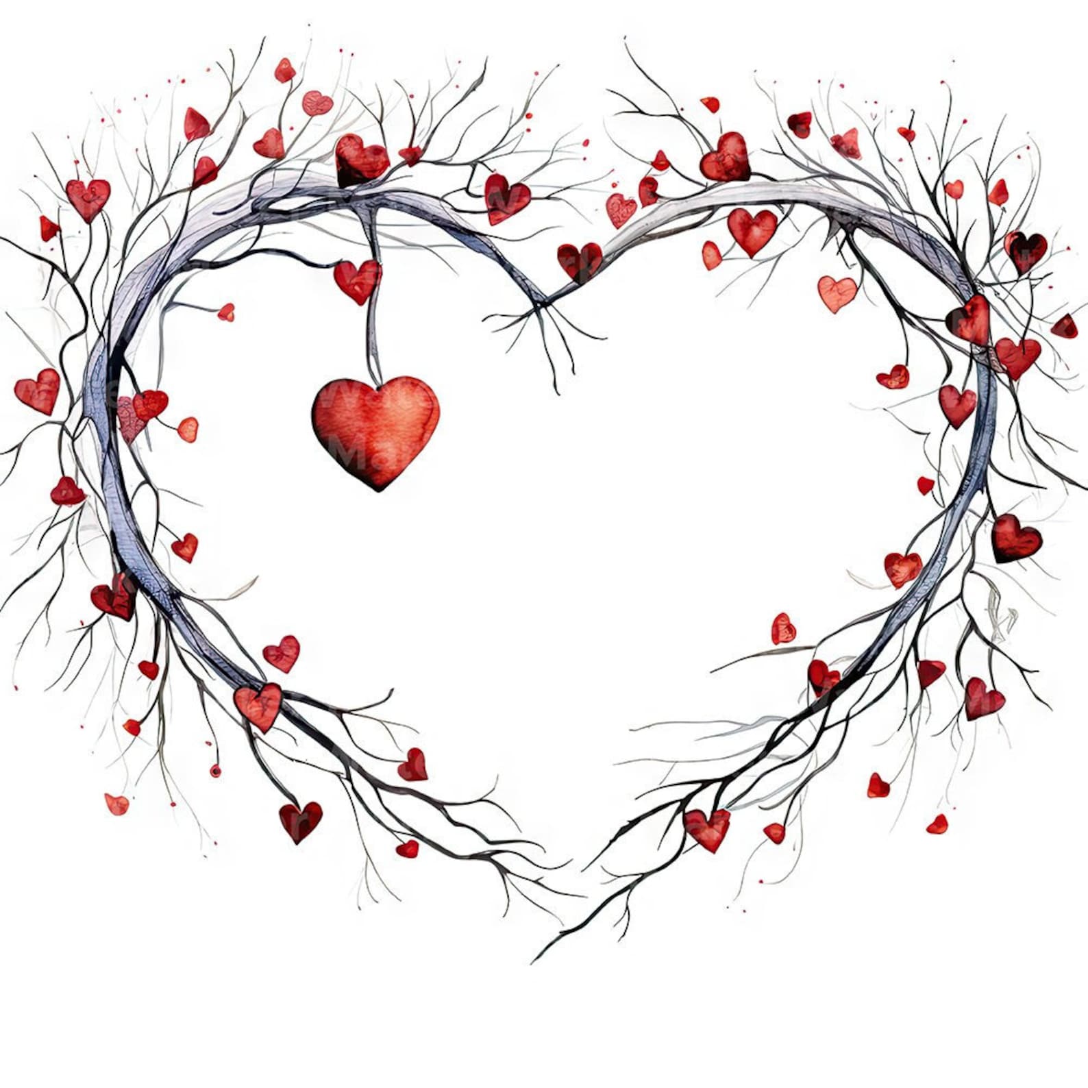 Watercolor Valentines Day Heart Frames Clipart (digital Download) - Etsy
