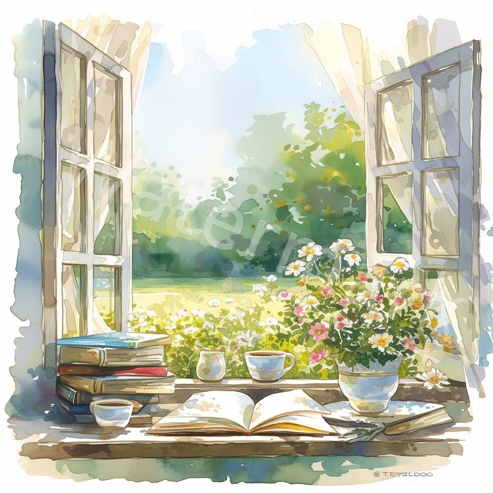 Summer Window Clipart, 12 JPG, Digital Download, Paper Crafts ...