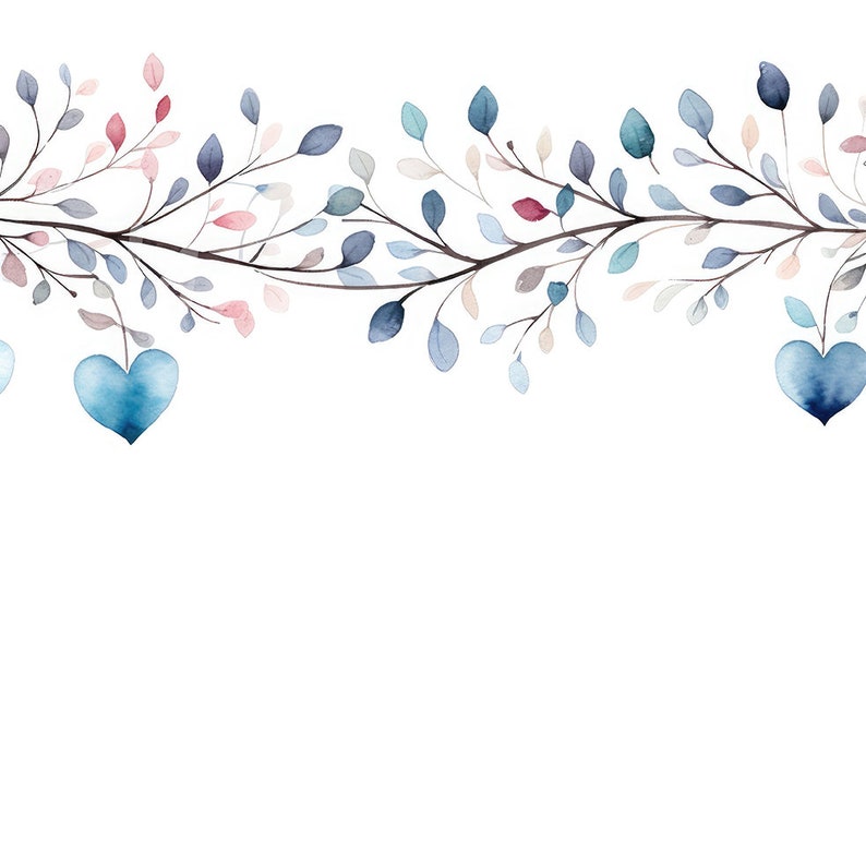 Valentines Day Borders Watercolor Clipart, 11 JPG, Digital Download ...