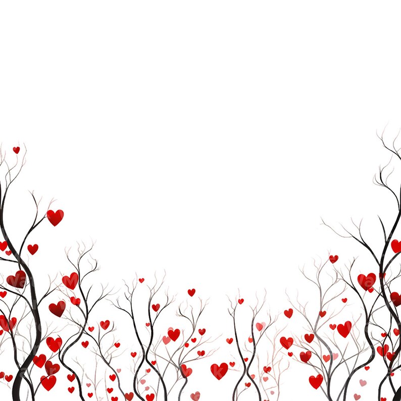 Valentine's Day Hearts Frame Clipart: Watercolor Style (digital ...