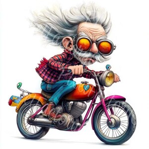Funny Old Biker Clipart Bundle Retro Bikers JPG Digital Download ...
