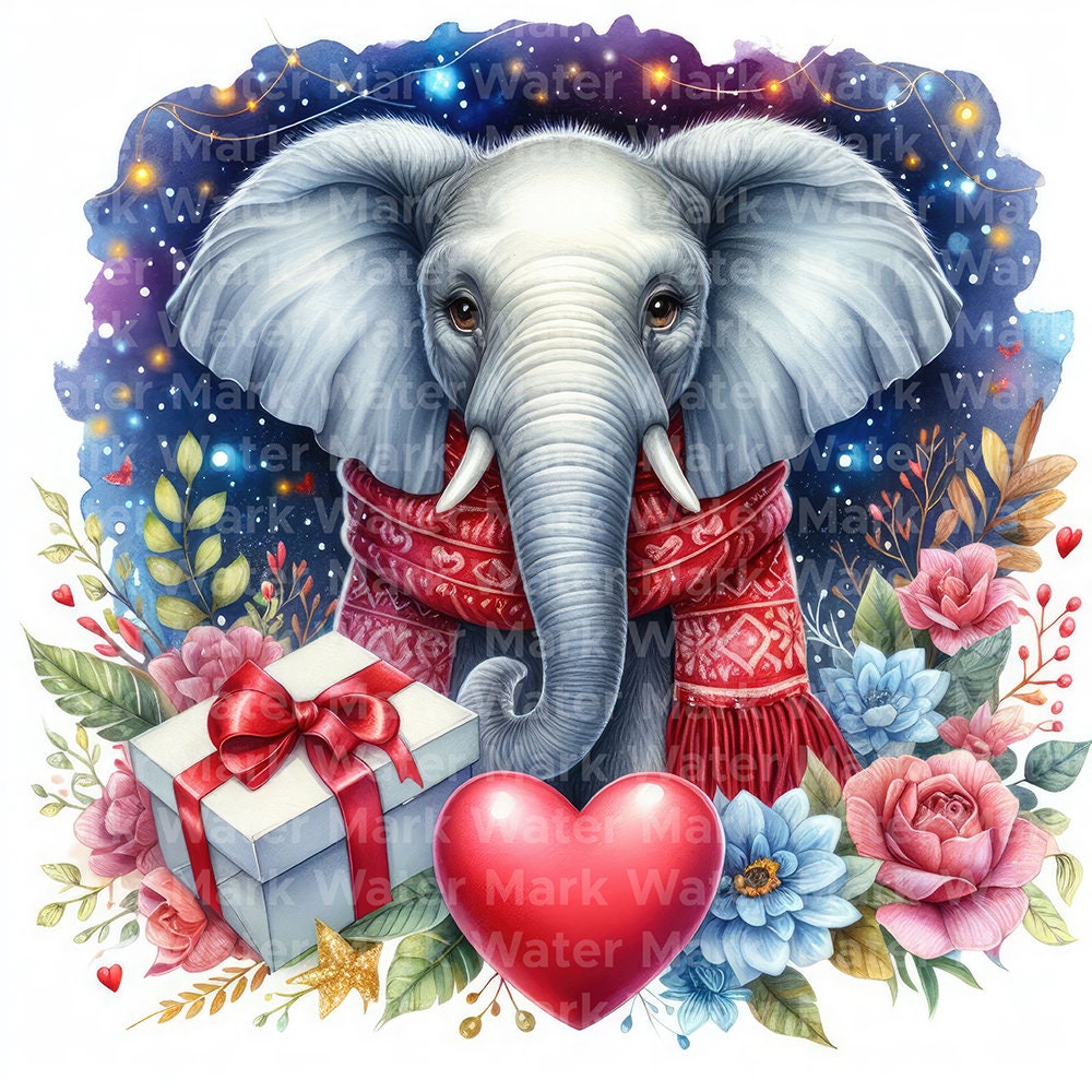 Valentine's Day Elephant Clipart, 12 JPG, Digital Download, Scrapbooks ...