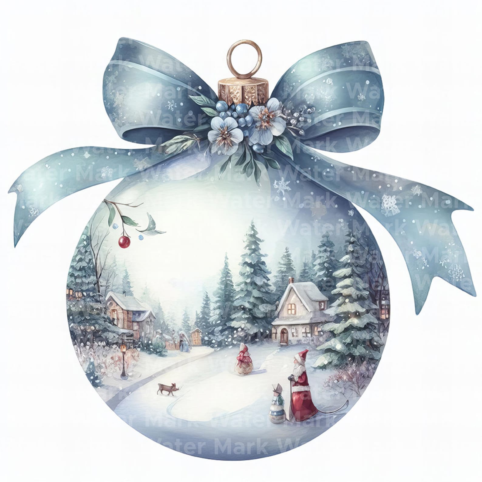 Christmas Tree Baubles Clipart, 12 JPG, Watercolor Clipart, Card Making ...