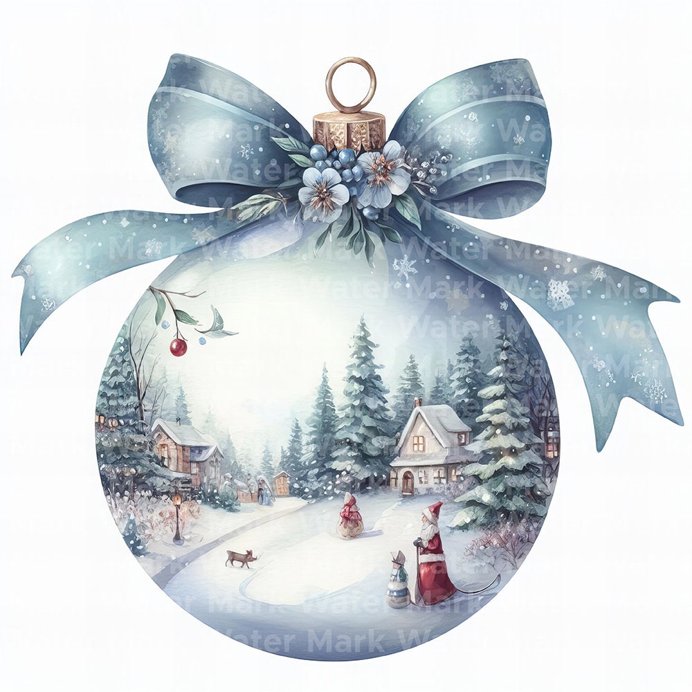 Christmas Tree Baubles Clipart, 12 JPG, Watercolor Clipart, Card Making ...