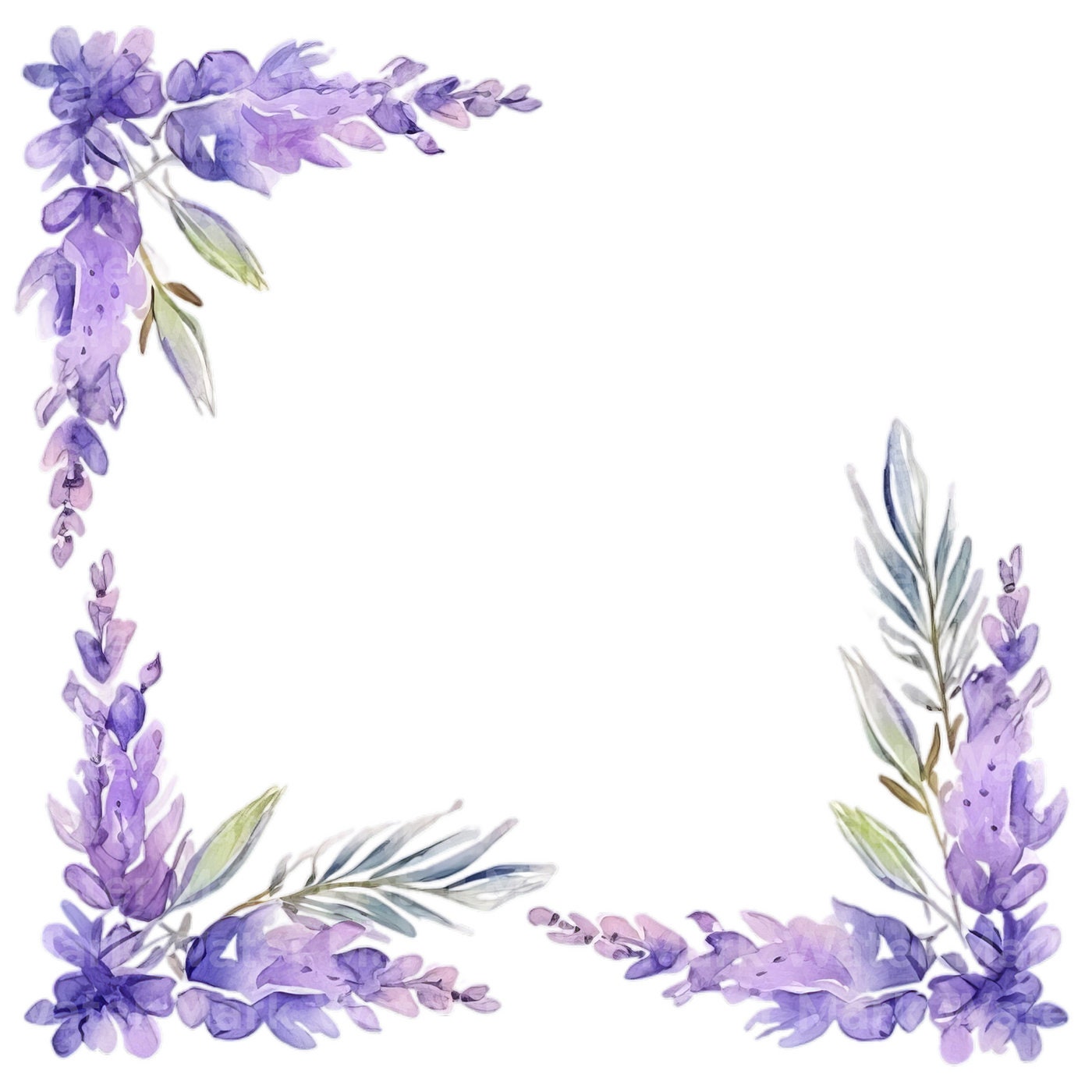 Watercolor Lavender Frame Clipart: Floral Border (digital Download) - Etsy