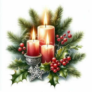 Christmas Candles Clipart: Watercolor Ornaments (digital Download) - Etsy