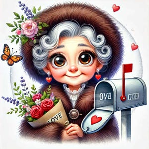 Valentine's Day Old Lady Clipart 12JPG Grandma in Love Valentine's Day ...