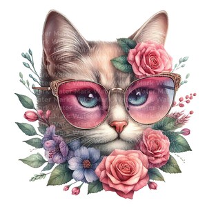 Watercolor Cat Clipart, 12 PNG, Digital Download, Wall Art, Card Making ...