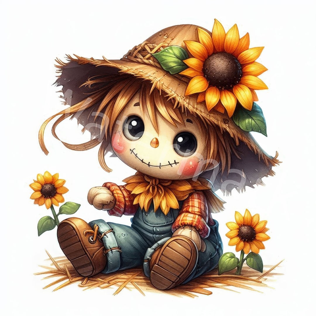 Autumn Scarecrow Clipart, 12 JPG, Scarecrow Graphics, Fall Decoration ...