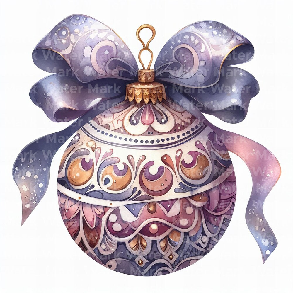 Christmas Tree Baubles Clipart, 11 JPG, Watercolor Clipart, Card Making ...