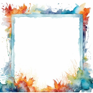 Watercolor Floral Frame Clipart: Rainbow Border (digital Download) - Etsy
