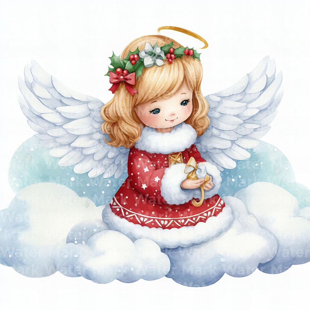 Christmas Angel Clipart, 12 Jpg, Watercolor Clipart, Digital Paper ...