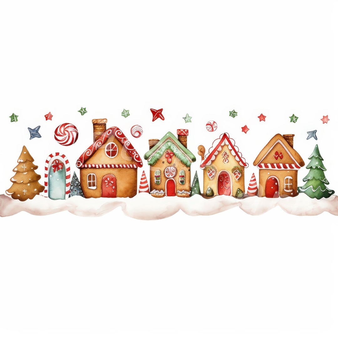 Christmas Borders Clipart, 12 JPG, Gingerbread House Border, Christmas ...