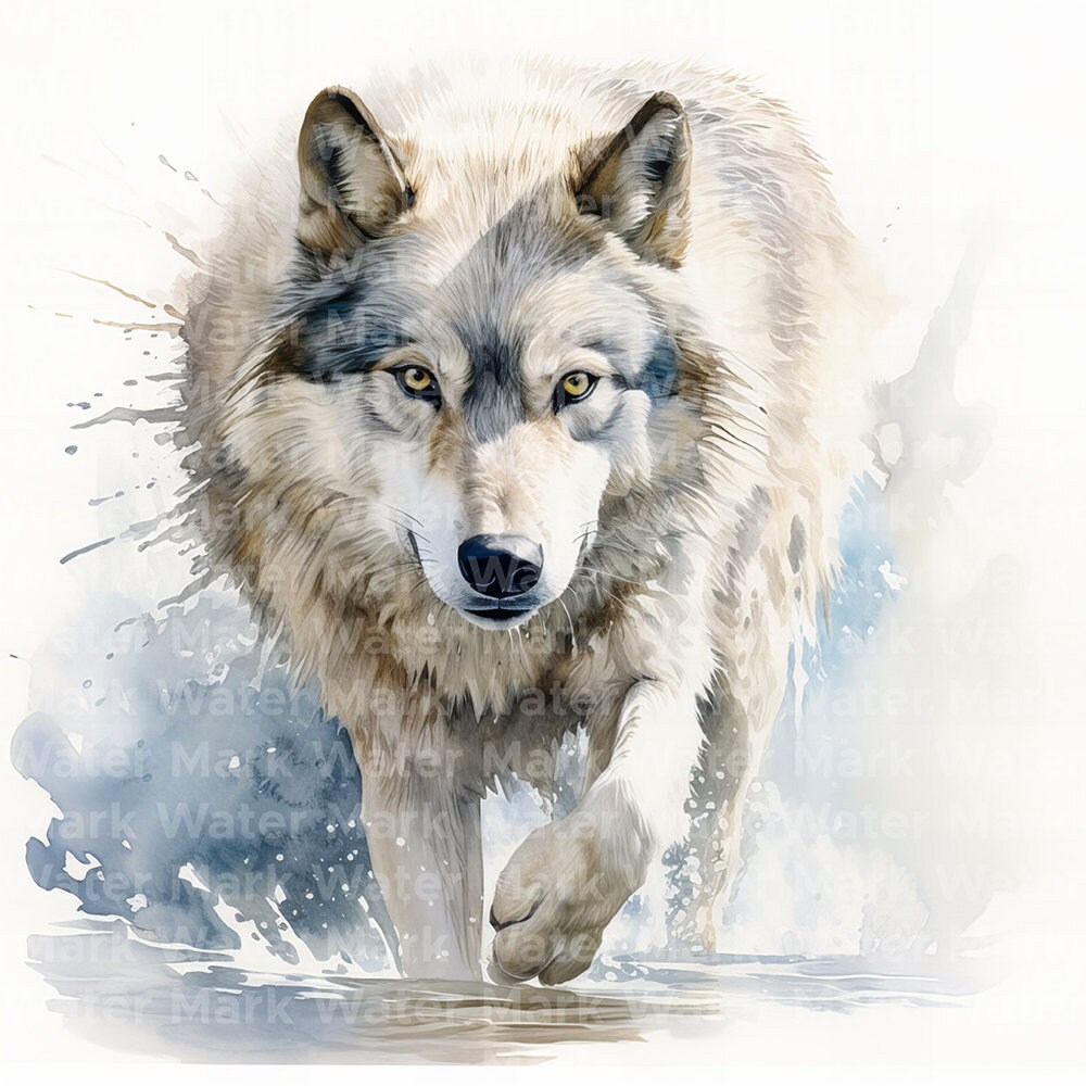 Watercolor Wolf Clipart: Winter Card Making, Junk Journal (digital ...