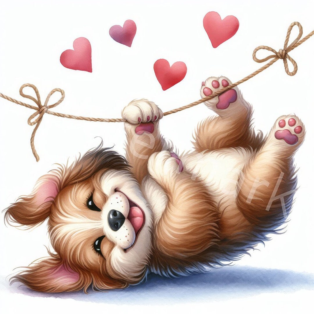 Valentine's Day Clipart, 12 Jpg, Digital Download, Dog With Heart ...