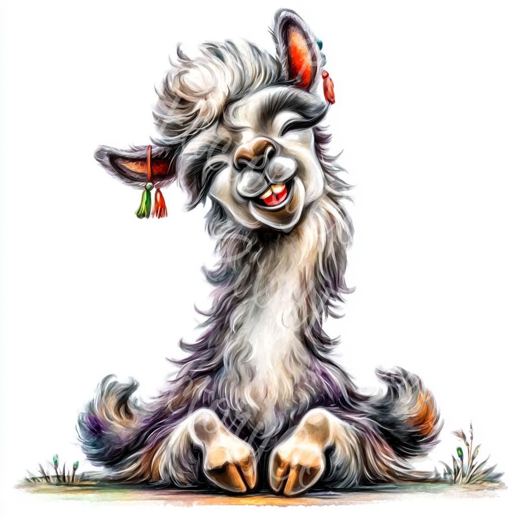 Funny Llama Clipart: Cartoon Alpaca Illustration (digital Download) - Etsy