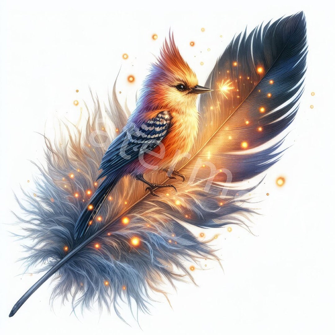 Bird Watercolor Clipart, 12 Jp, Digital Download, Bird Feather Clipart ...