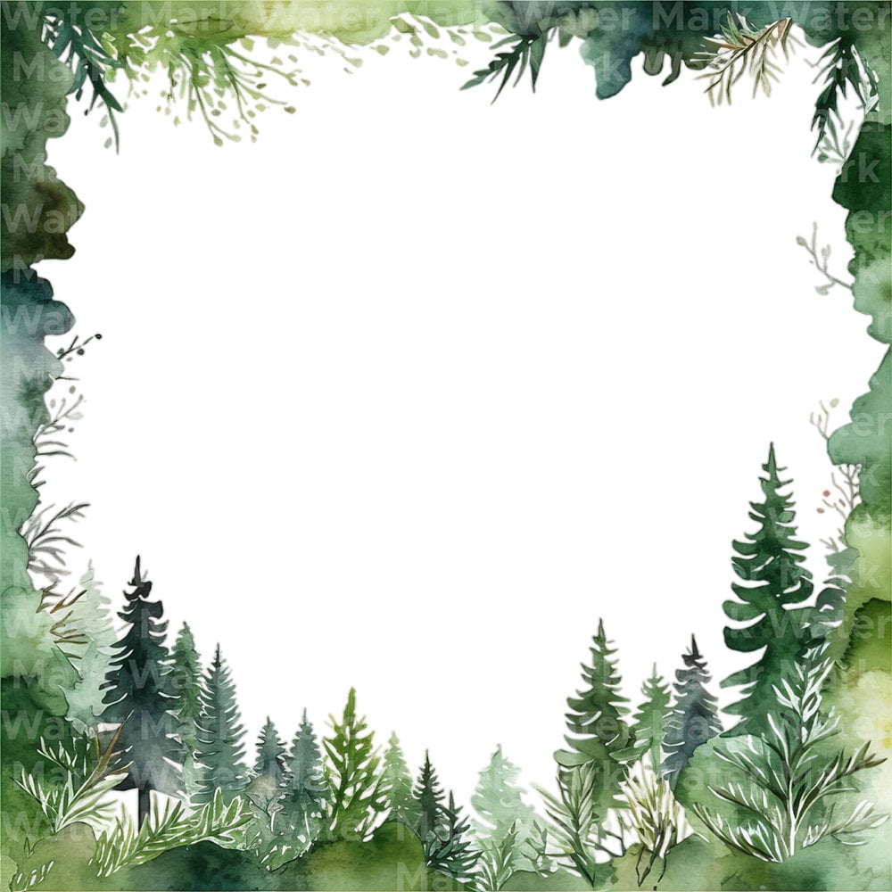 Watercolor Forest Frame Clipart, 10 JPG, Digital Paper Crafts, Frame ...