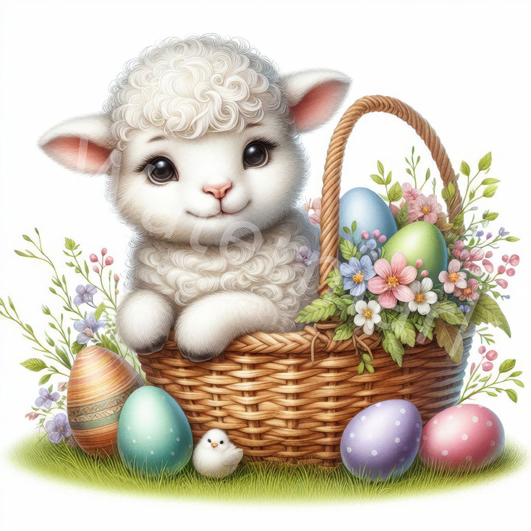 Easter Lamb Clipart, 11 Jpg, Digital Download, Easter Animals, Digital ...