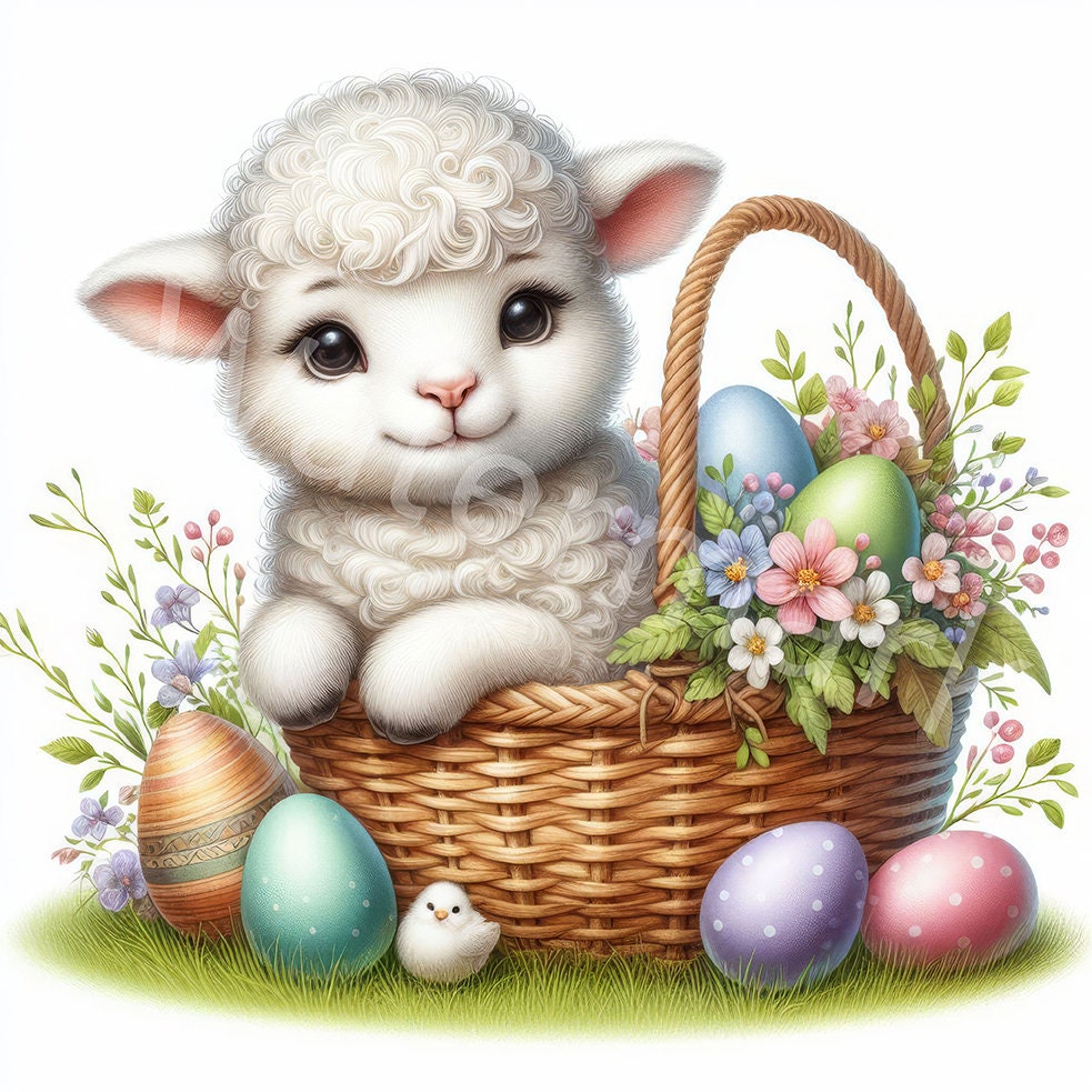 Easter Lamb Clipart, 11 Jpg, Digital Download, Easter Animals, Digital ...