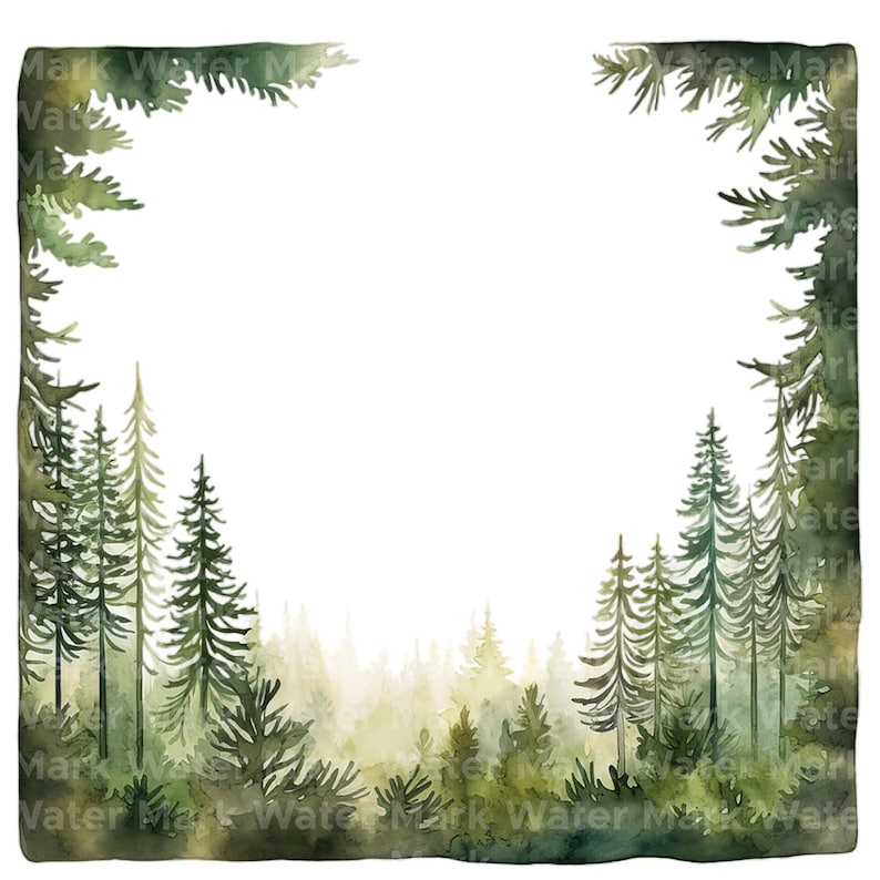 Watercolor Forest Frame Clipart, 10 JPG, Digital Paper Crafts, Frame ...