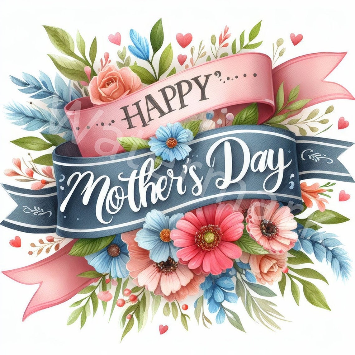 Watercolor Mother's Day Clipart: Floral JPG Images (digital Download ...