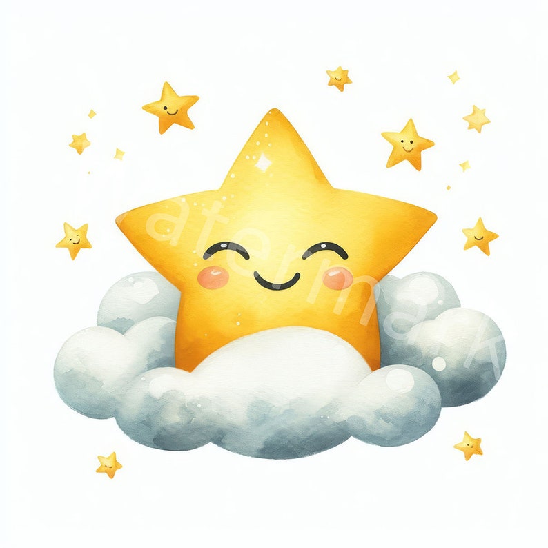 Little Star Clipart, 11 JPG, Digital Download, Cloud Clipart,scrapbooks, Junk Journal, Digital ...