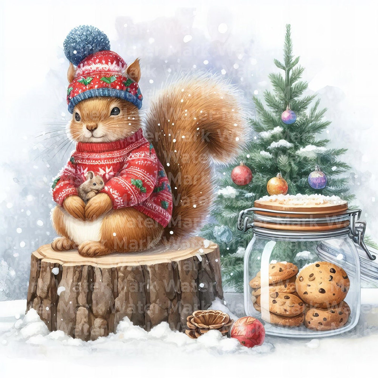 Christmas Squirrel Clipart 12 Jpg Digital Download - Etsy