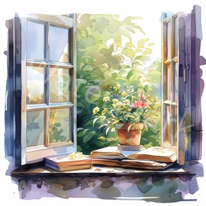 Summer Window Clipart, 12 JPG, Digital Download, Paper Crafts ...