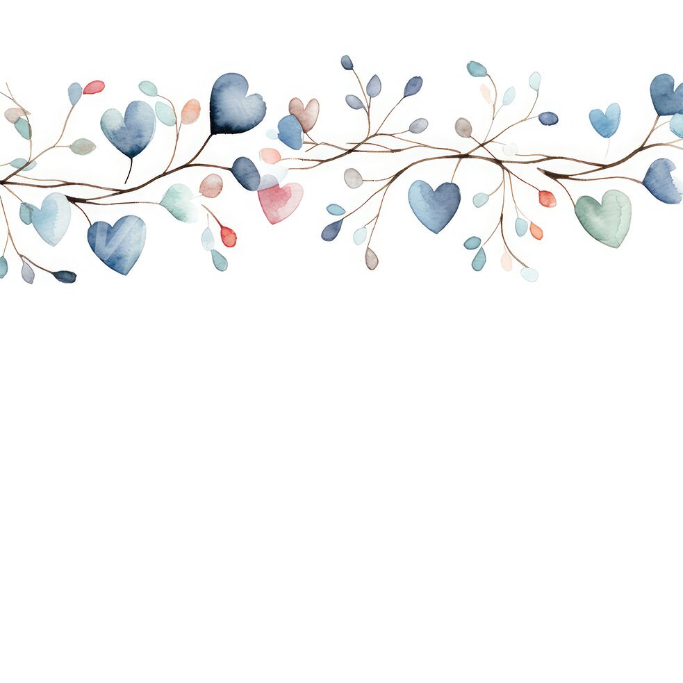 Valentines Day Borders Watercolor Clipart, 11 JPG, Digital Download ...