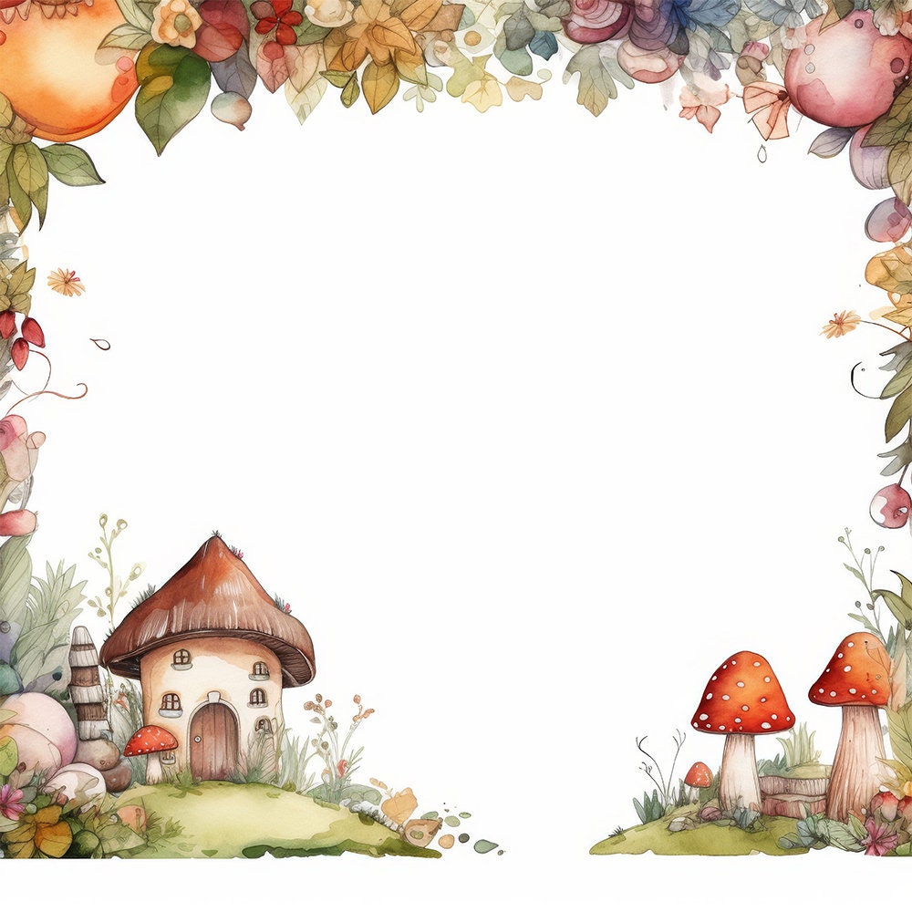 Mushroom Frames Clipart, 12 JPG, Digital Download, Digital Paper Craft ...