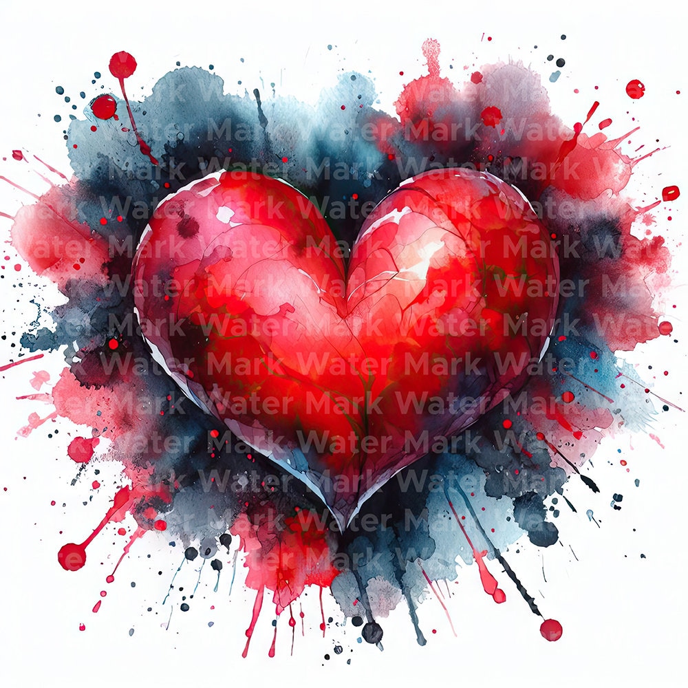 Valentine's Day Hearts Watercolor Clipart, 12 JPG, Digital Download ...
