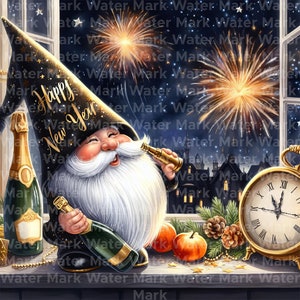 New Year Clipart, 11 Jpg, Digital Download, New Year Gnomes Clipart ...