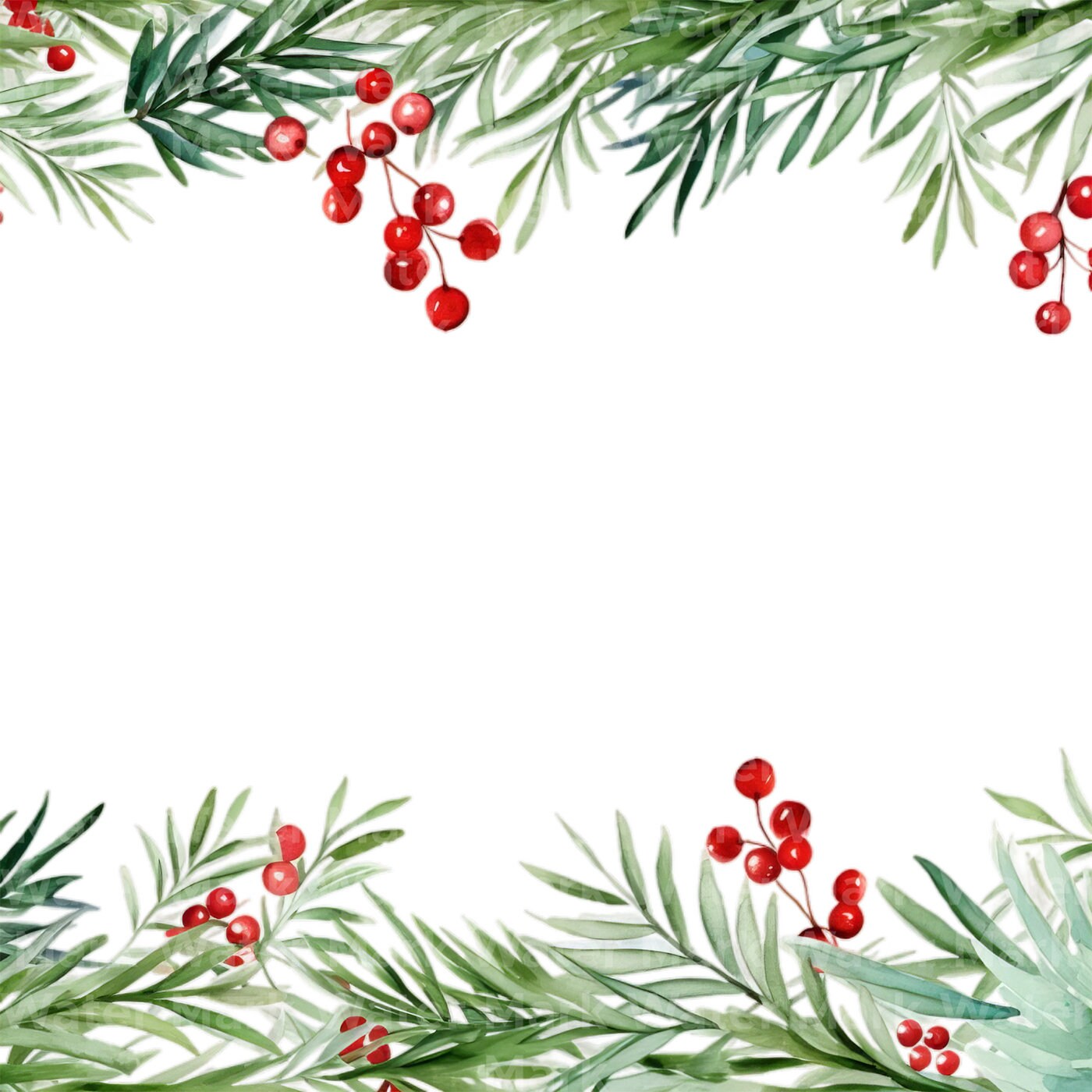 Watercolor Mistletoe Frame Clipart, 10 JPG, Digital Paper Crafts, Frame ...