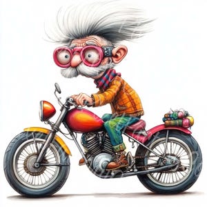 Funny Old Biker Clipart Bundle Retro Bikers JPG Digital Download ...