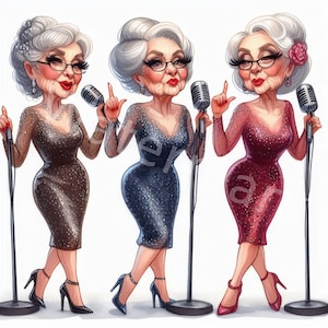Singing Grandmothers Clipart: Watercolor Ladies, Junk Journal (digital ...
