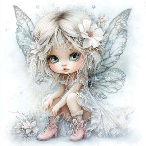 Chibi Fairy Girl Clipart: Kawaii Fantasy Art, Scrapbooking Graphics (12 ...