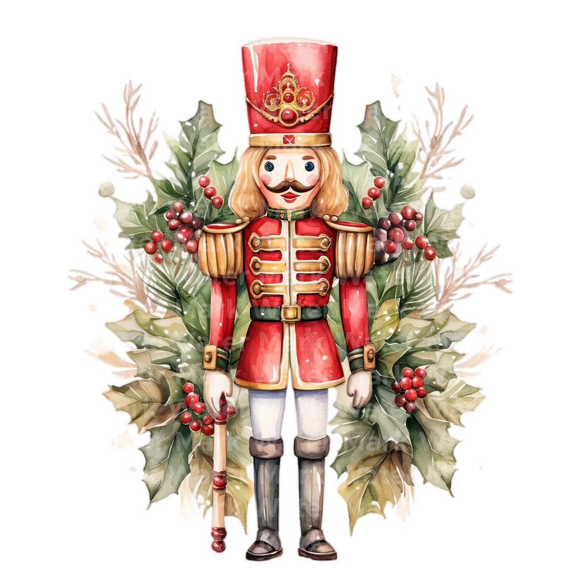 Watercolor Christmas Nutcracker Clipart: Holiday Card Making (digital ...