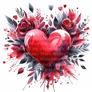 Valentine's Day Hearts Watercolor Clipart, 12 JPG, Digital Download ...