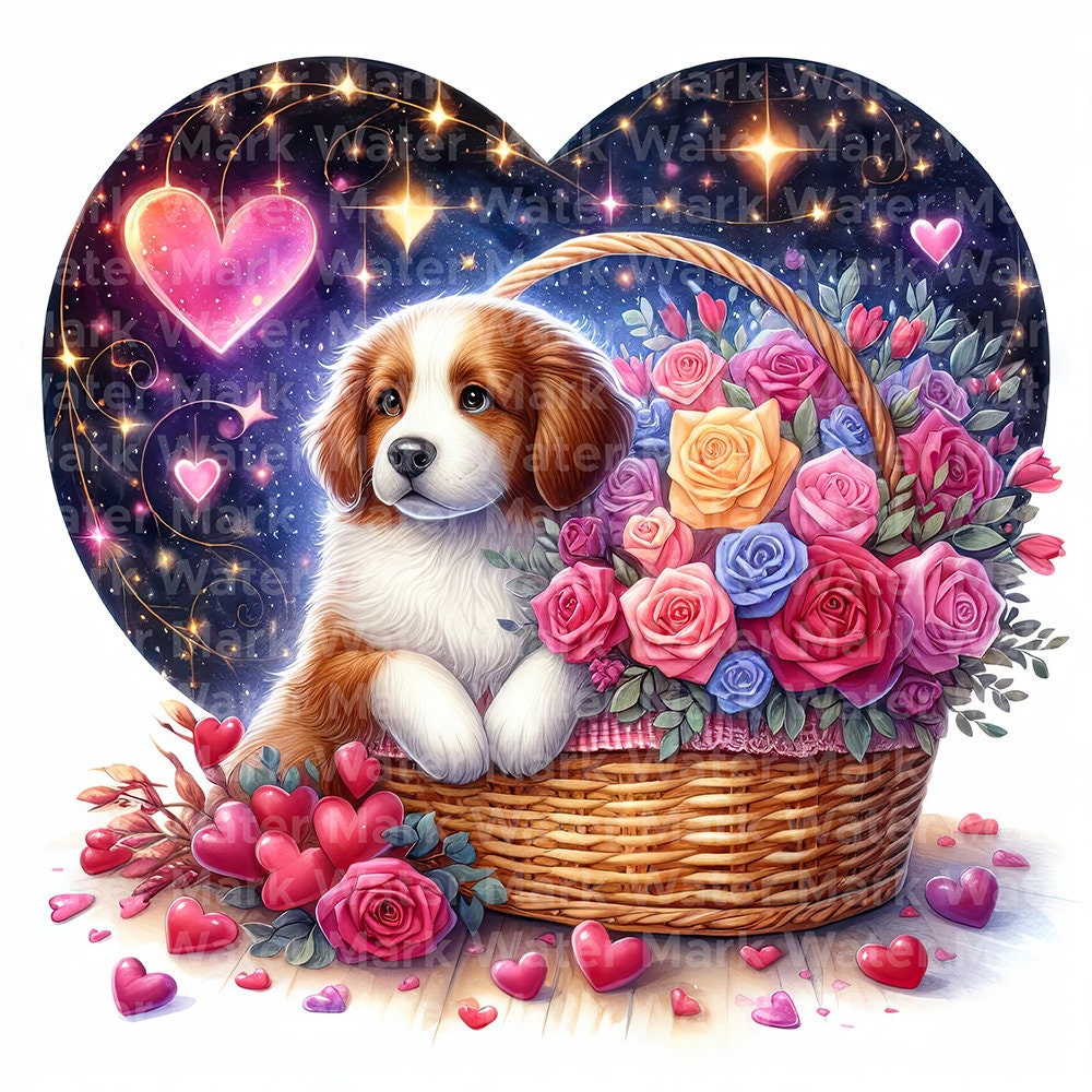 Valentine's Day Dog Clipart, 12 JPG, Digital Download, Dog With Heart ...