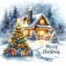 Watercolor Christmas Clipart: Holiday Landscape Scene (JPG Digital ...
