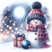 Watercolor Christmas Snowman Clipart: Winter Landscape (digital ...