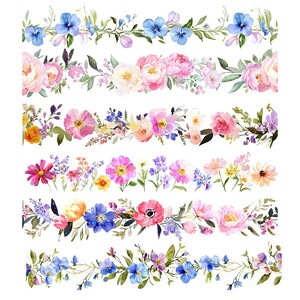 Watercolor Border Floral Clipart Border Flowers Printable Decorations ...