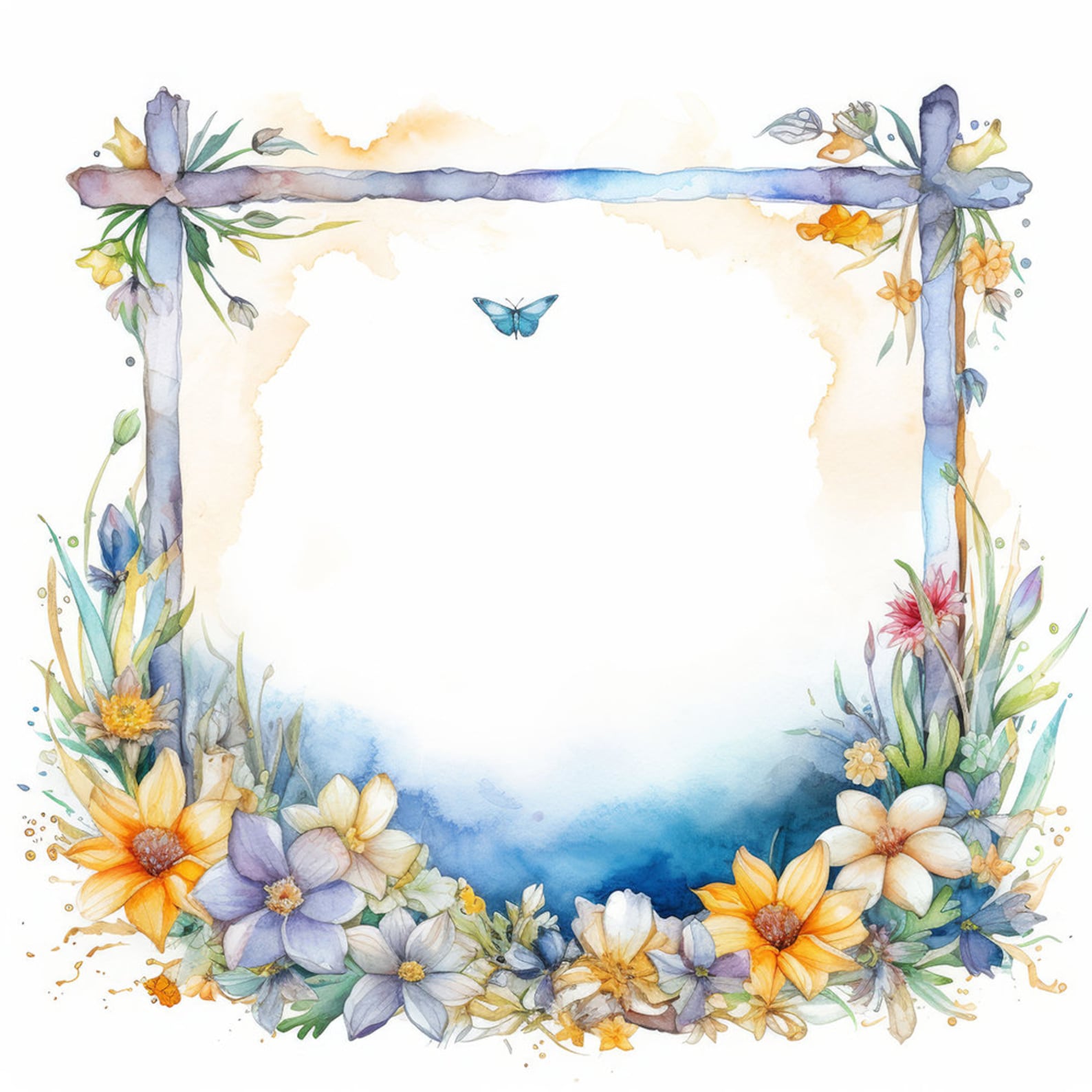 Watercolor Flower Frame Clipart, 11 JPG, Digital Download, Digital ...