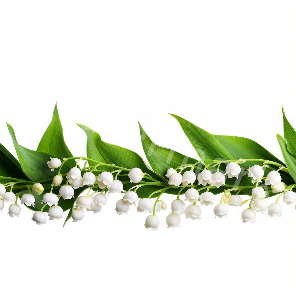 Lily of the Valley Flowers Border Clipart, 12 JPG, Digital Download ...