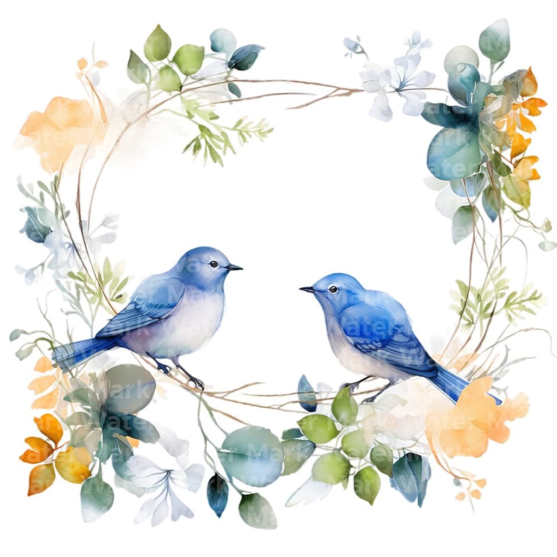 Watercolor Birds Frame Clipart, 10 JPG, Digital Paper Crafts, Frame ...