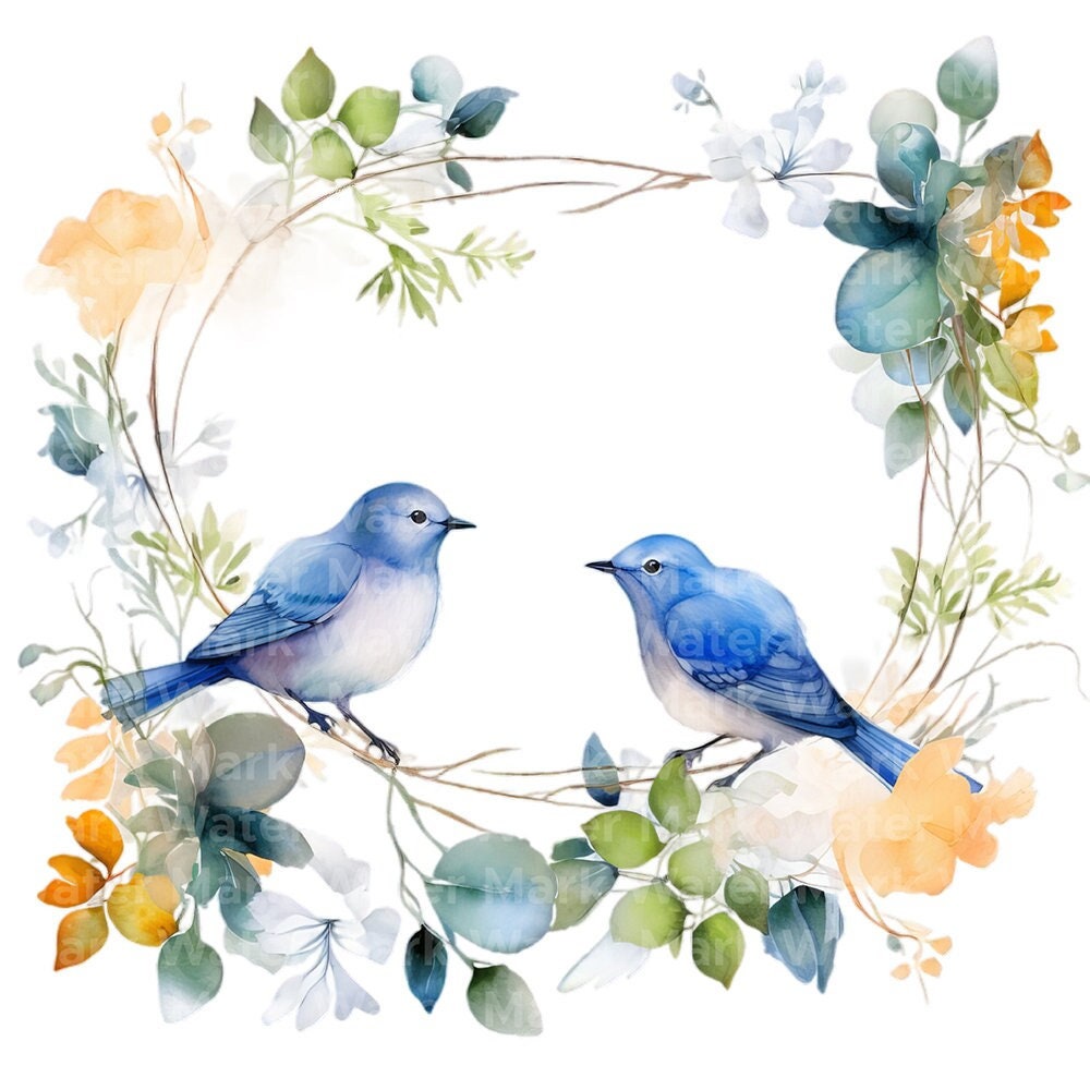 Watercolor Birds Frame Clipart, 10 JPG, Digital Paper Crafts, Frame ...